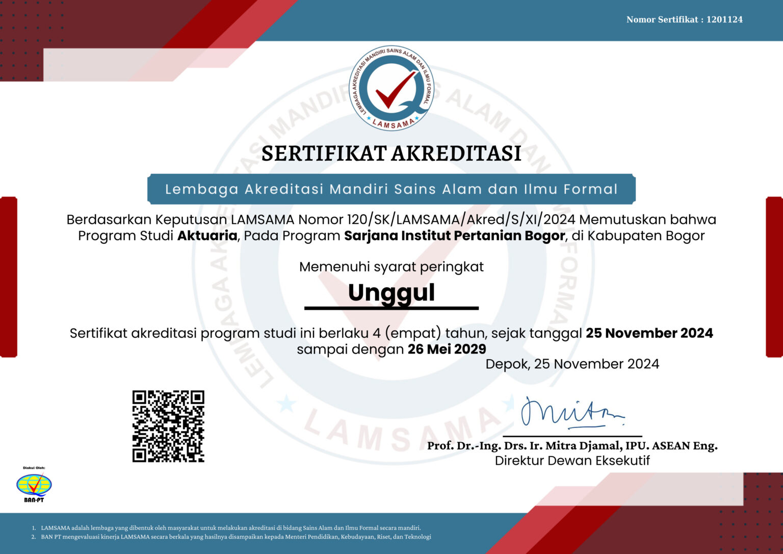 Akreditasi Program Studi - Aktuaria IPB